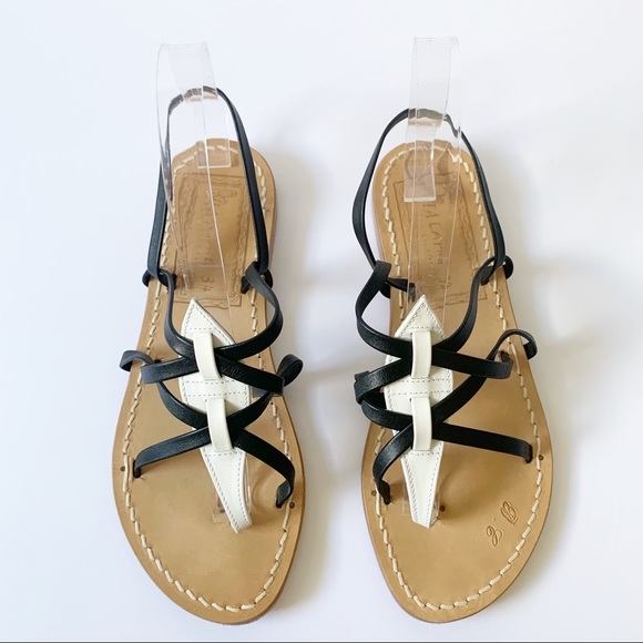 via capri 34 | Shoes | Via Capri 34 Leather Black White Strappy Sandal ...